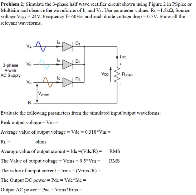 simulate the 3 phase half wave rectifier circuit shown using figure 2 in pspice or multisim and ...