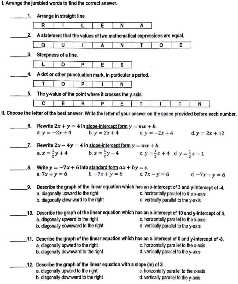SOLVED: A. Arrange the jumbled words to find the correct answer ...