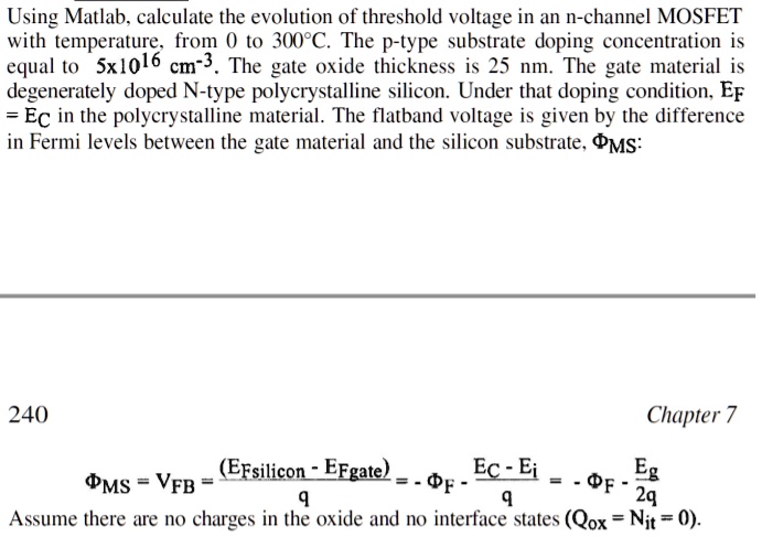 Using Matlab, calculate the evolution of threshold voltage in an n ...
