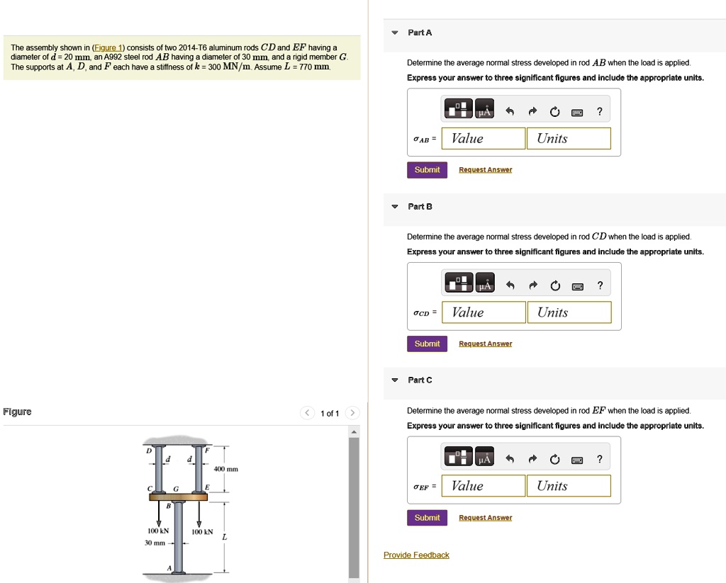 the assembly shown in figure 1 consists of two 2014 t6 aluminum rods cd ...