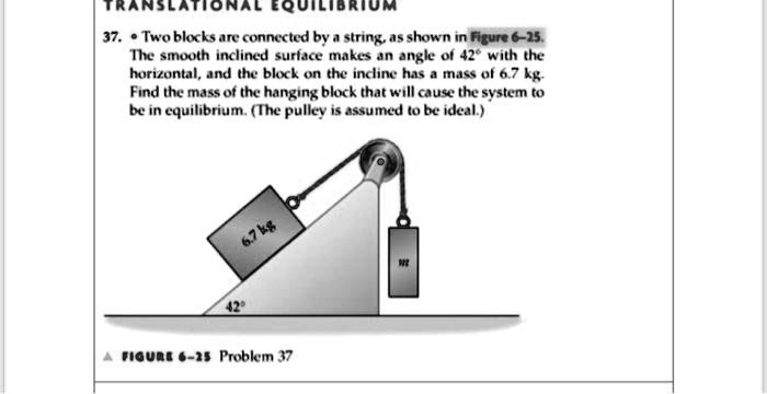 TRANSLATIONAL EQUILIBRIUM 37. • Two blocks are connected by a string ...