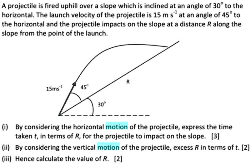 a projectile is fired uphill over a slope which is inclined at an angle ...