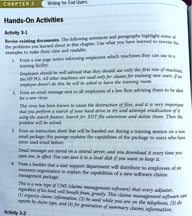 Chapter 3 Writing For End Users Hands On Activities Activity 3 1 Revise Existing Documents The