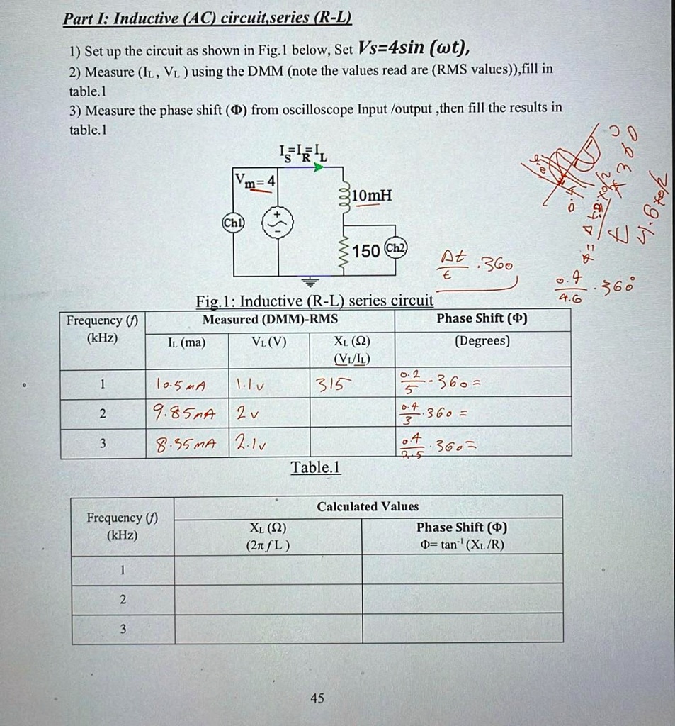 texts electric circuit lab part i inductive ac circuit series r l 1 set up the circuit as shown ...