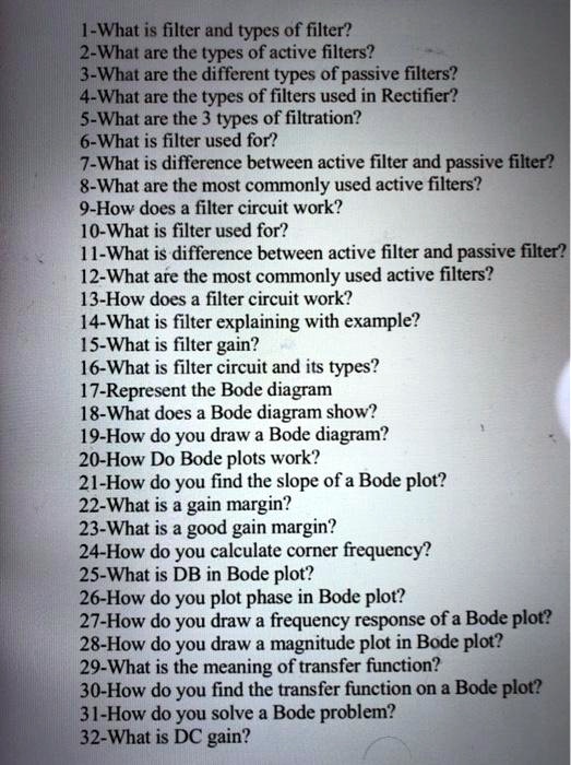 SOLVED: 1-What is a filter and types of filters? 2-What are the types ...