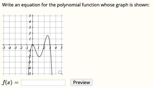 SOLVED: Write an equation for the polynomial function whose graph is shown: f(z) Preview