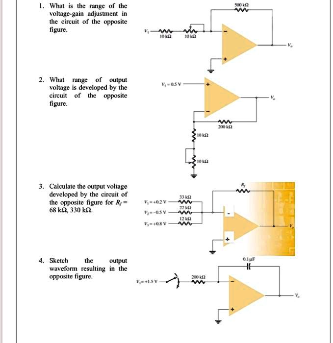 SOLVED: What is the range of the voltage-gain adjustment in the circuit of the opposite figure ...