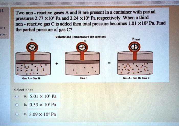 SOLVED: Two non-reactive gases A and B are present in a container with ...