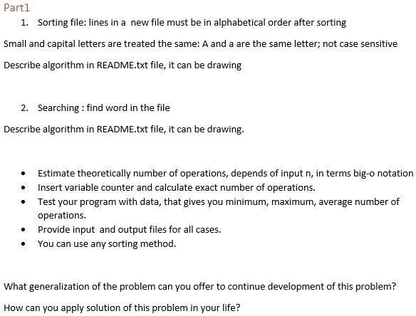 Solved Please Do The Program In Java Part1 1 Sorting File Lines In A New File Must Be In