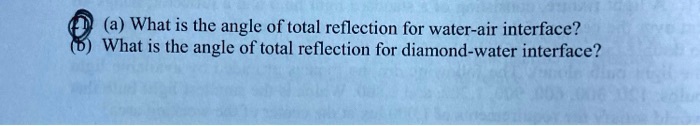 a what is the angle of total reflection for water air interface what is ...