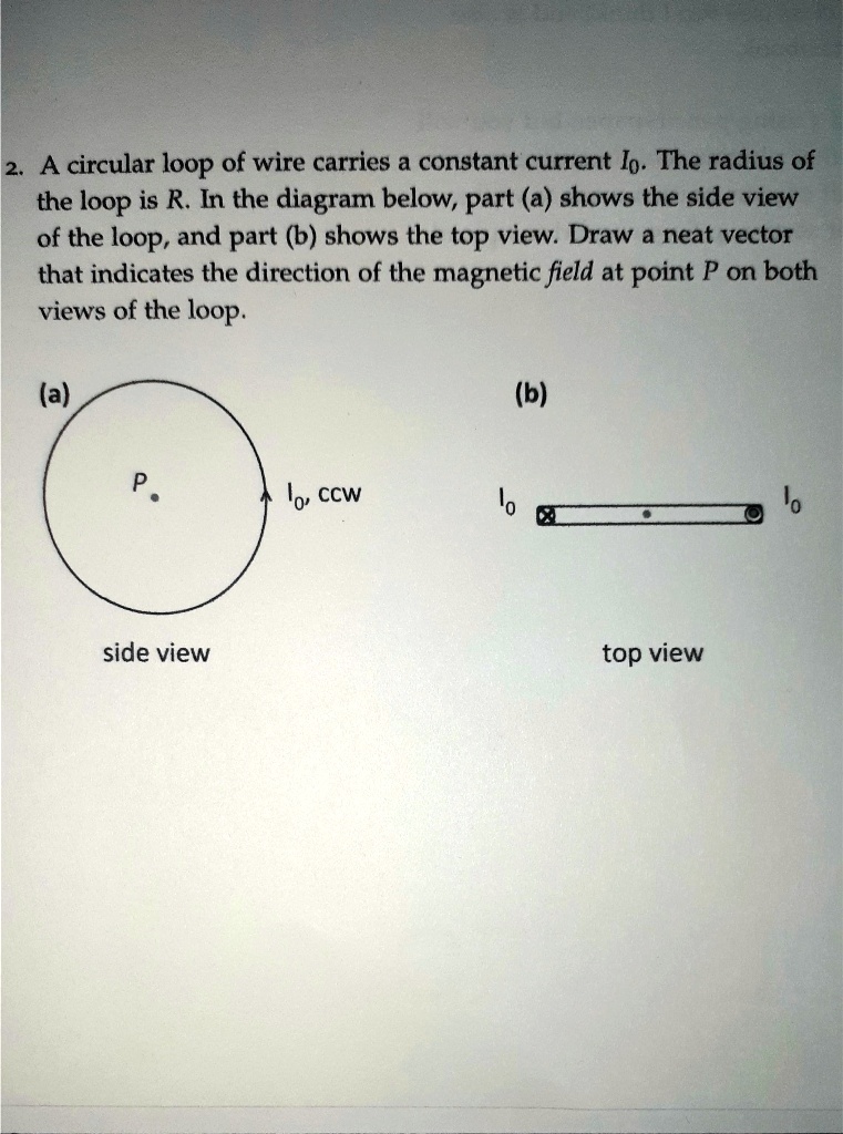SOLVED: A circular loop of wire carries a constant current Io: The radius of the loop is R In ...