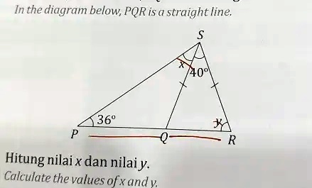 SOLVED: In the diagram below, PQR is a straight line. 360 Calculate the values of x and y.