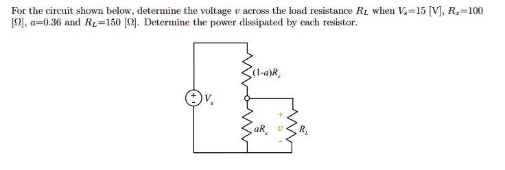 SOLVED: For the circuit shown below, determine the voltage v across the load resistance RL when ...