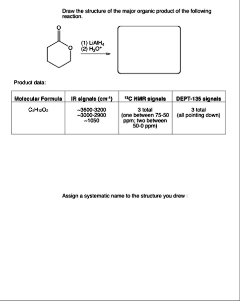 draw the structure of the major organic product of the following ...