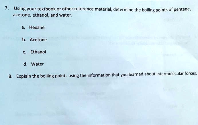 using your textbook or other reference material determine the boiling ...