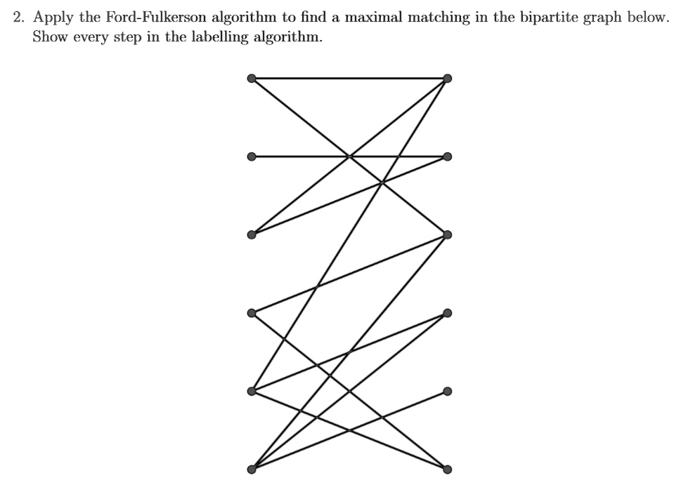 Solved 2 Apply The Ford Fulkerson Algorithm To Find A Maximal Matching In The Bipartite Graph
