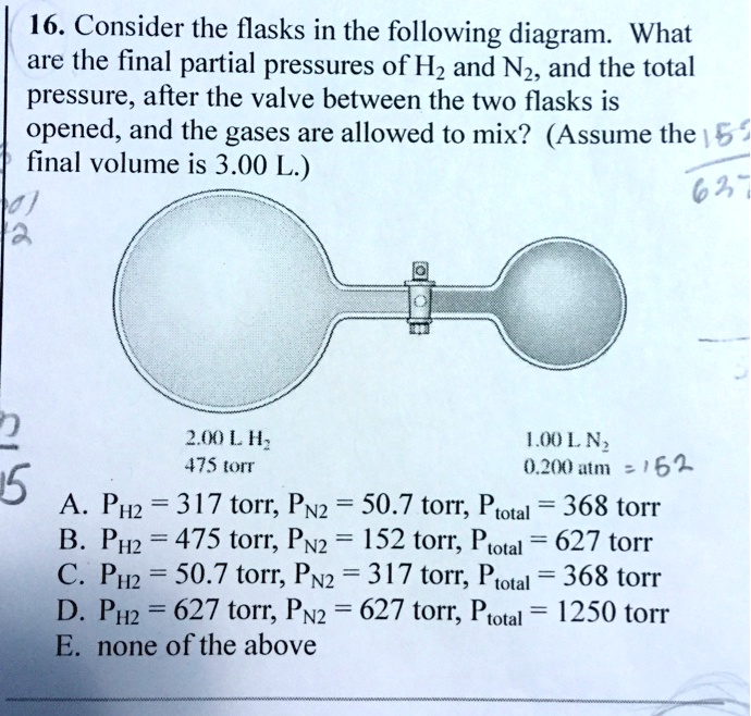 SOLVED: 16. Consider the flasks in the following diagram: What are the ...