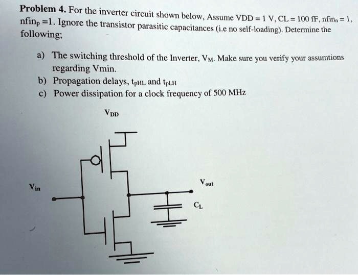 SOLVED: Texts: Problem 4. For the inverter circuit shown below, assume VDD = 1 V, CL = 100 fF ...