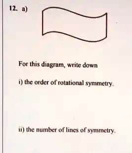 SOLVED: For this diagram, write down i) the order of rotational symmetry, the number of lines of ...