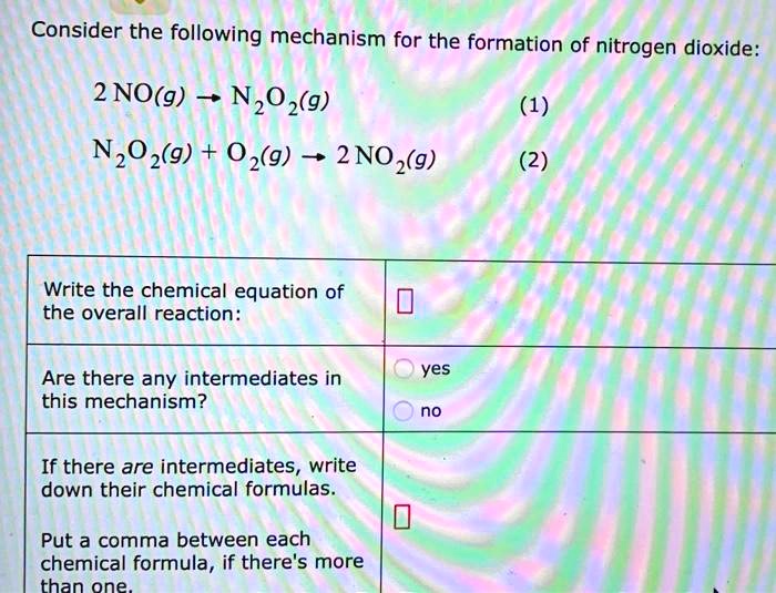 SOLVED: Consider the following mechanism for the formation of nitrogen ...