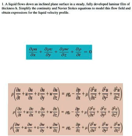 SOLVED: A liquid flows down an inclined plane surface in a steady ...