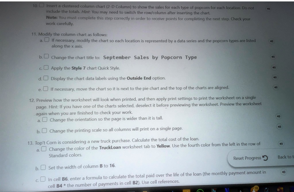 10. Insert a clustered column chart (2-D Column) to show the sales for ...