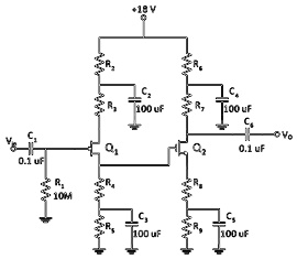 SOLVED: In the figure below, there is an amplifier circuit obtained using JFET and MOSFET. For ...
