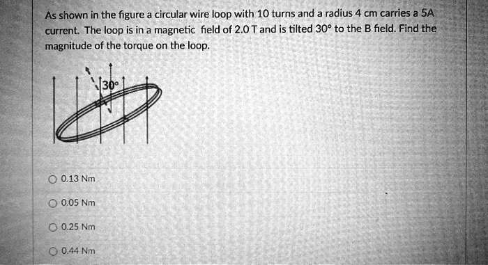 SOLVED: As shown in the figure, a circular wire loop with 10 turns and a radius of 4 cm carries ...