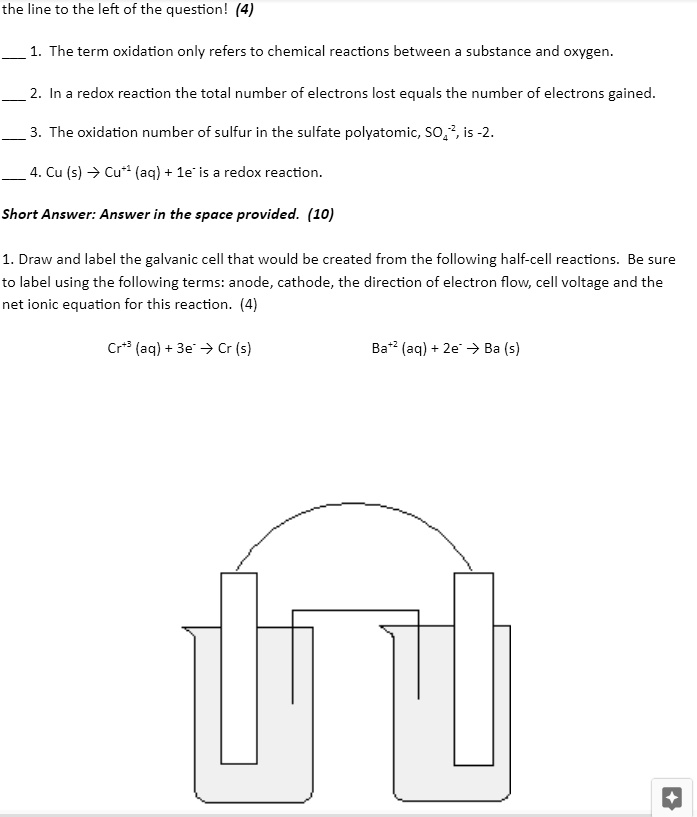 SOLVED:the line to the left of the question! (4) The term oxidation ...