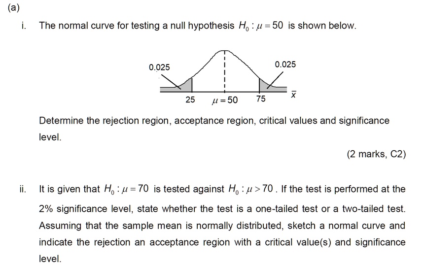 SOLVED: (a) The normal curve for testing a null hypothesis Ho L = 50 is ...