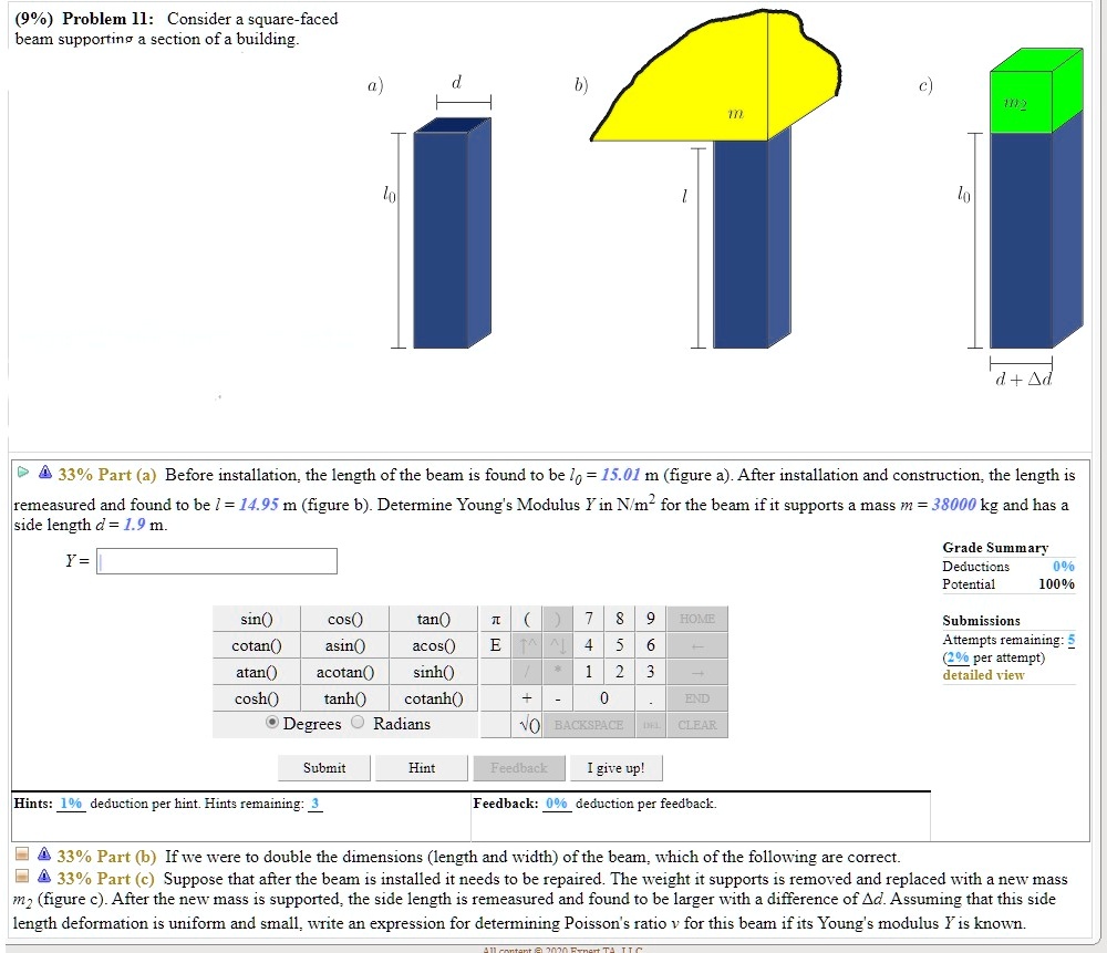 [GET ANSWER] 9 problem 1lconsider a square faced beam supporting a ...