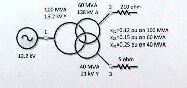 SOLVED: Consider the 100 MVA 13.2-138-21 kV three-phase three-winding ...