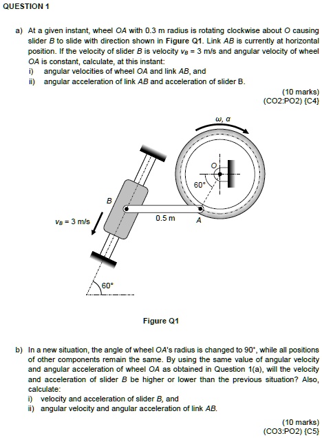 SOLVED: a) At a given instant, wheel OA with a 0.3 m radius is rotating clockwise about O ...