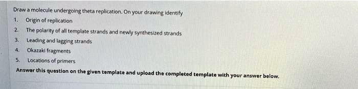 Draw a molecule undergoing theta replication. On your drawing, identify ...