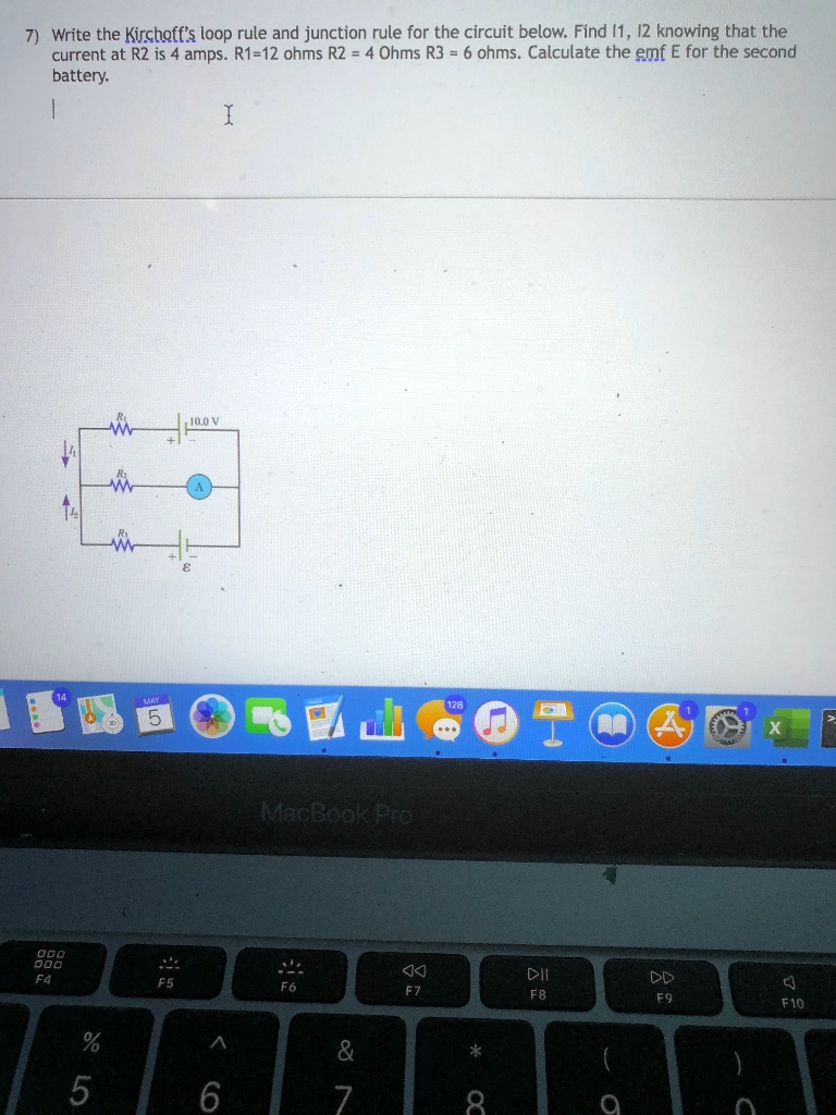 SOLVED: Write the Kirchoff's loop rule and junction rule for the circuit below Find I1, I2 ...