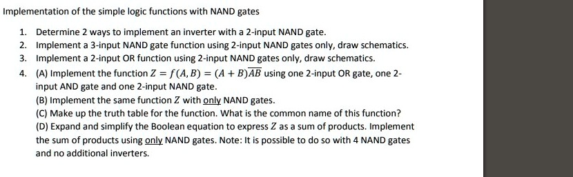 implementation of the simple iogic functions with nand gates determine ...