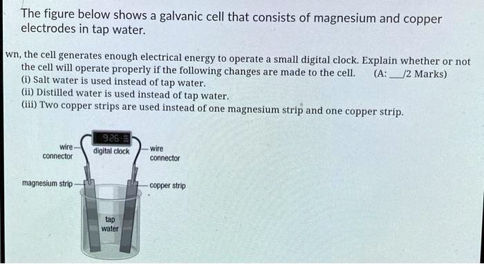 The figure below shows a galvanic cell that consists of...