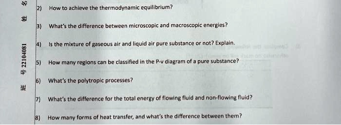 SOLVED: 2 How to achieve the thermodynamic equilibrium? What's the ...