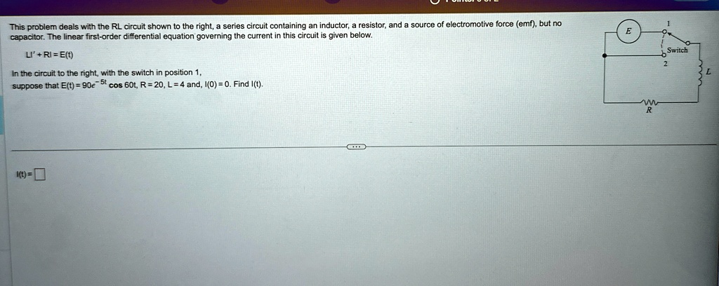 this problem deals with the rl circuit shown to the right a series ...