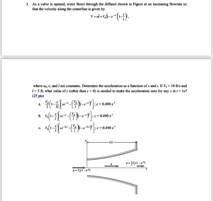 3. As a valve is opened, water flows through the diffuser shown in Figure at an increasing ...