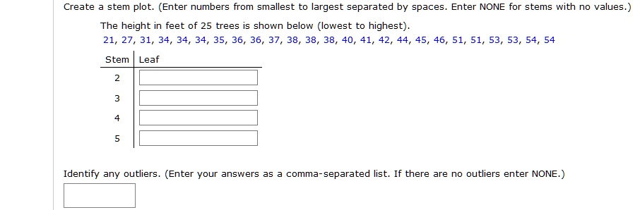 Create Stem Plot Enter Numbers From Smallest To Lar SolvedLib