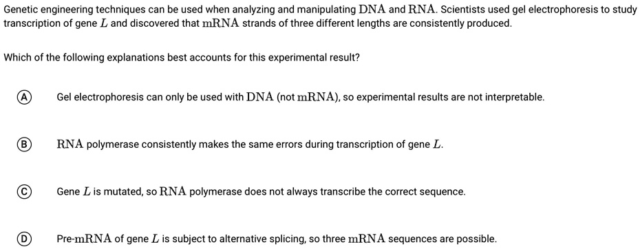 SOLVED: Genetic engineering techniques can be used when analyzing and ...