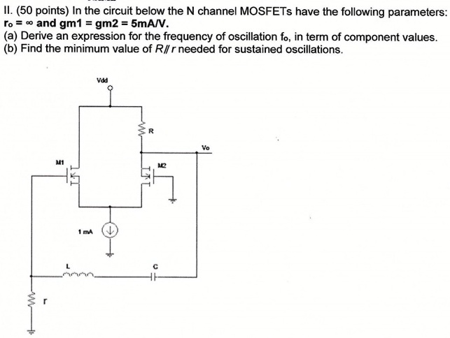 SOLVED: II. (50 points) In the circuit below, the N-channel MOSFETs have the following ...