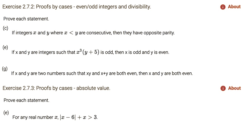 exercise 272 proofs by cases evenodd integers and divisibility about ...