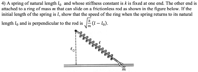 SOLVED: 4) A spring of natural length L and whose stiffness constant is ...