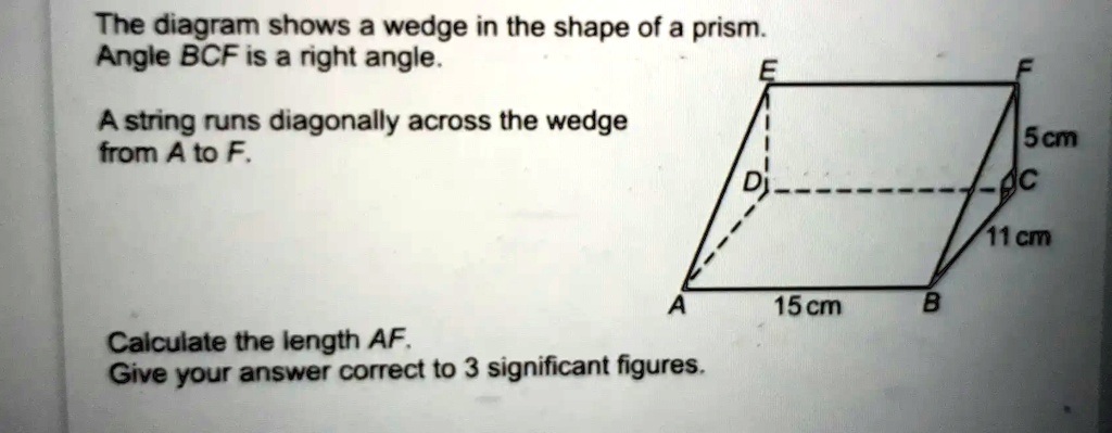 SOLVED: The diagram shows a wedge in the shape of a prism. Angle BCF is ...