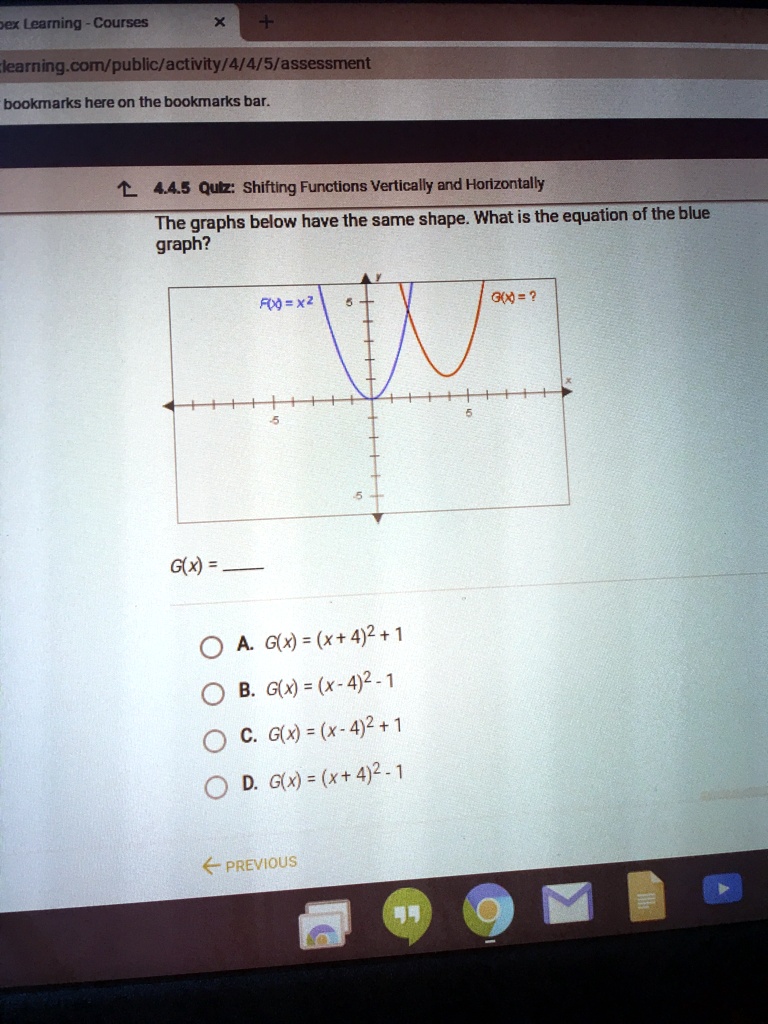 SOLVED: The graphs below have the same shape. What is the equation of the blue graph? Jex ...