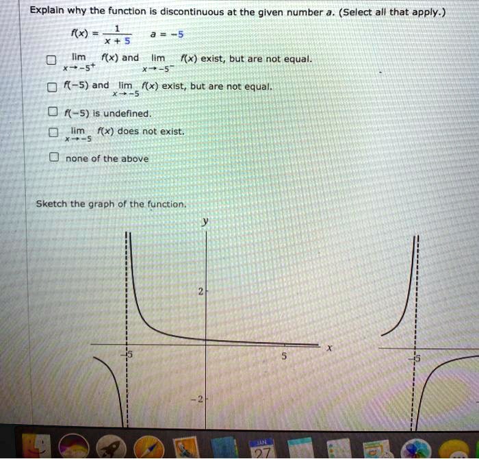 SOLVED: Explaln why the function Is discontinuous at the given number ...