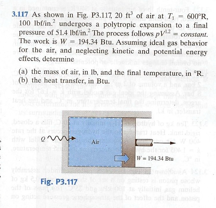 as shown in fig p3117 20ft3 of air at t1600or 100lbfin2 undergoes a polytropic expansion to a ...