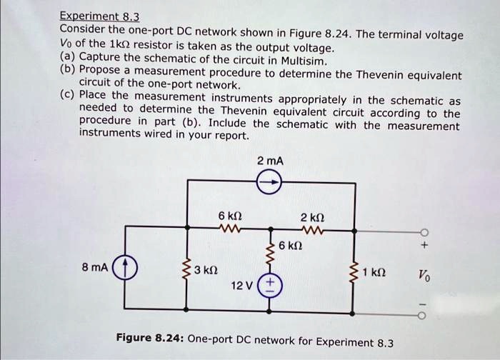SOLVED: Using Multisim Experiment 8.3: Consider the one-port DC network ...